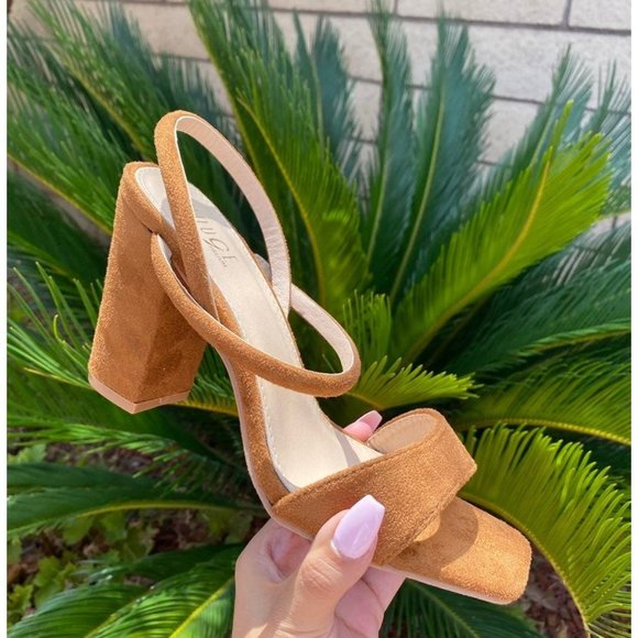 Rogue | Shoes | Rouge Brown Tan Suede Block Strap Heel Size 85 | Poshmark